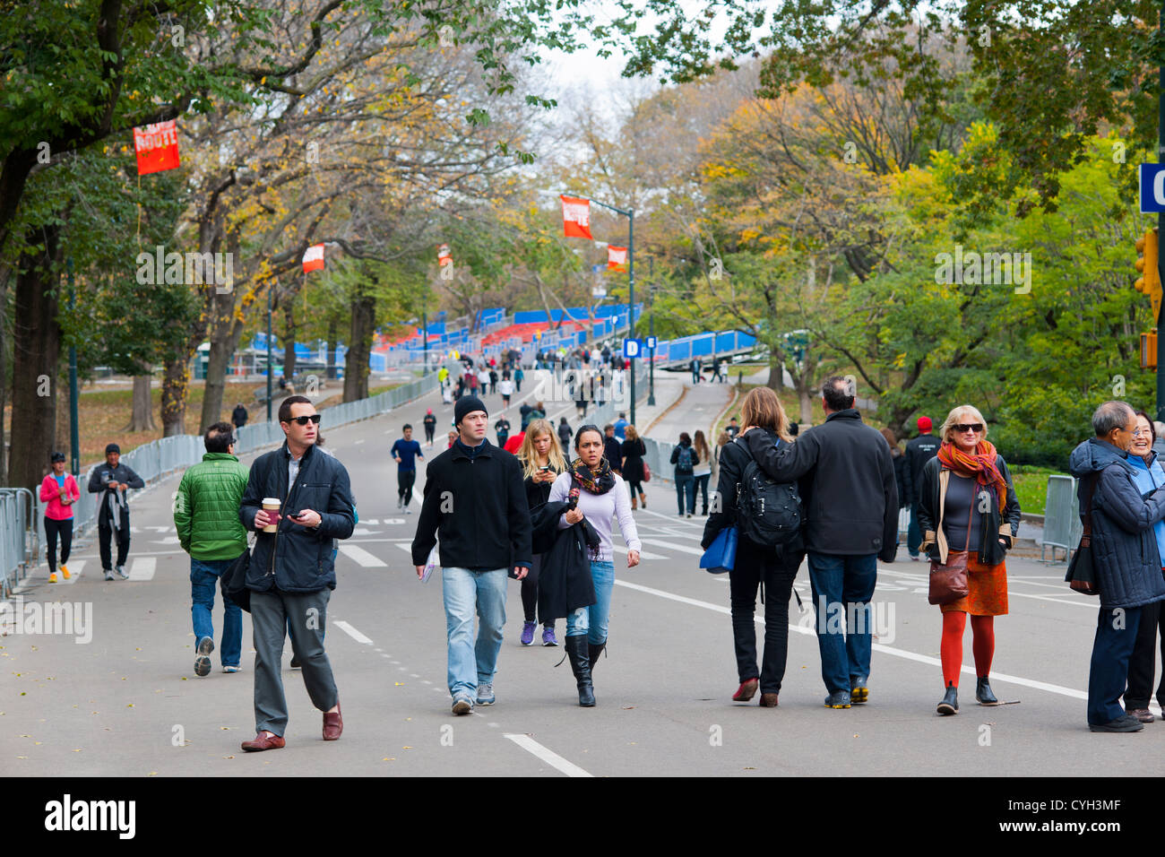 People congregate in Central Park at the finish line for the 43rd ...