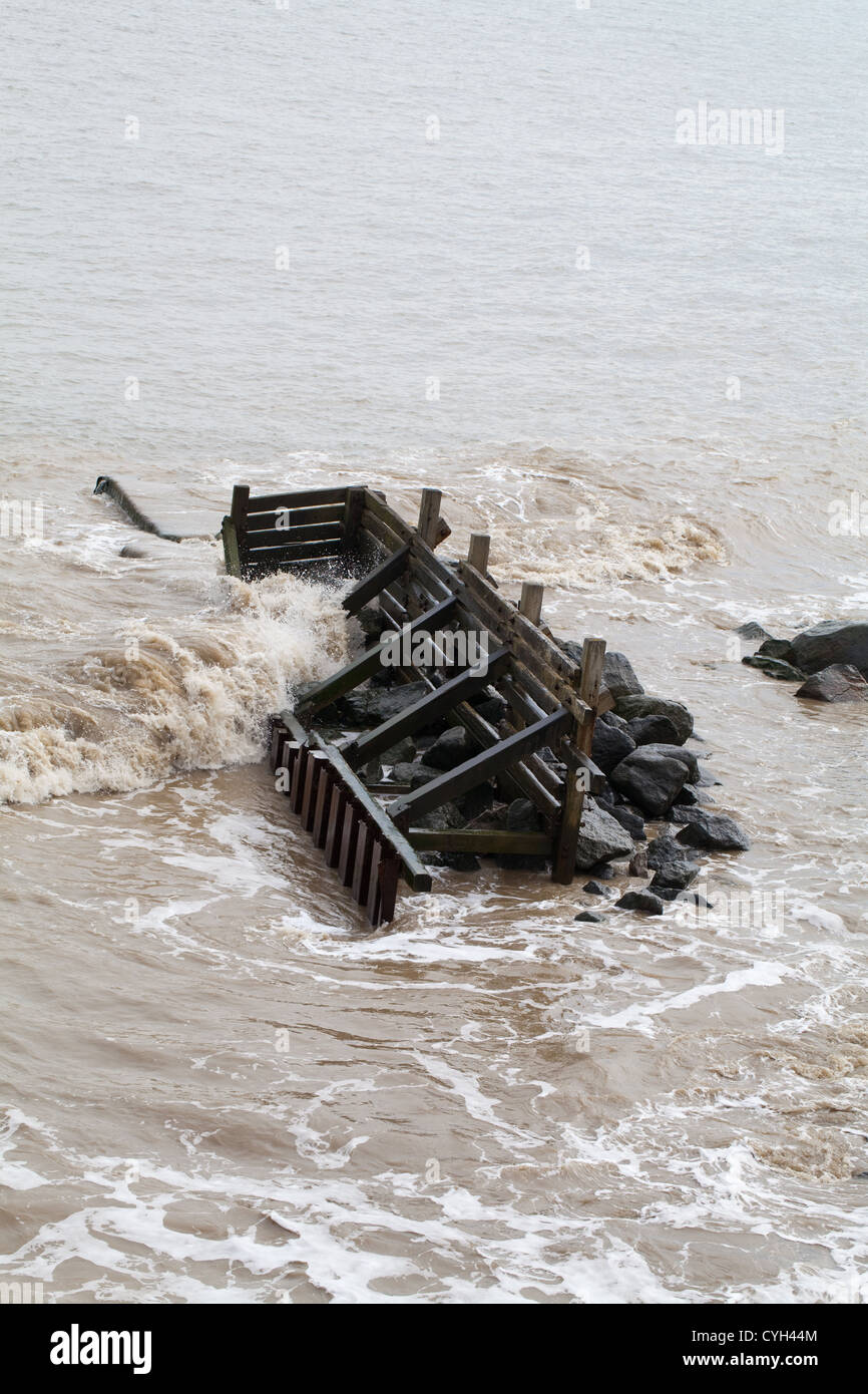 Timber Breakwater. Section at a critical point of major upheavel and ...