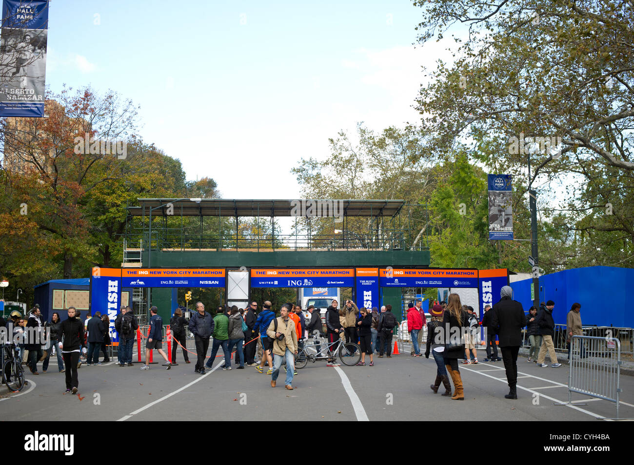 People congregate in Central Park at the finish line for the 43rd ...