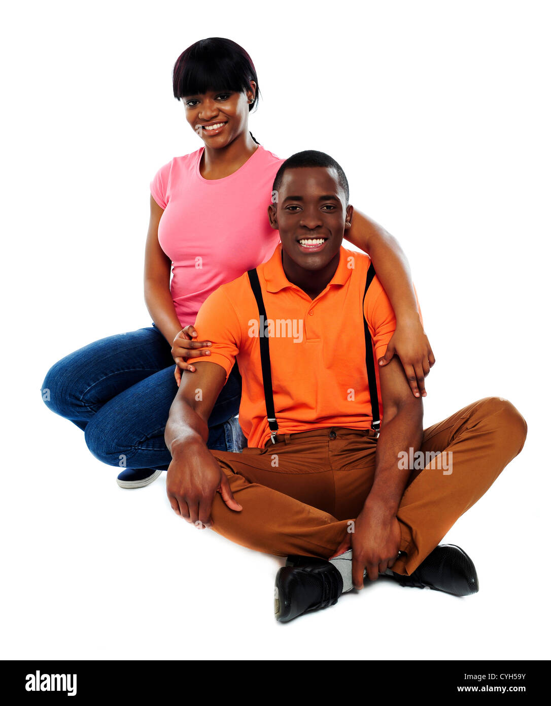 Happy african couple in love isolated over white background Stock Photo ...