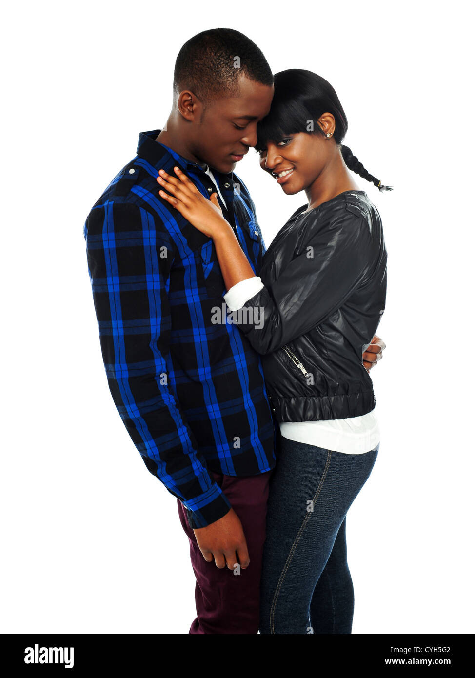 Attractive african couple posing together on white background Stock ...