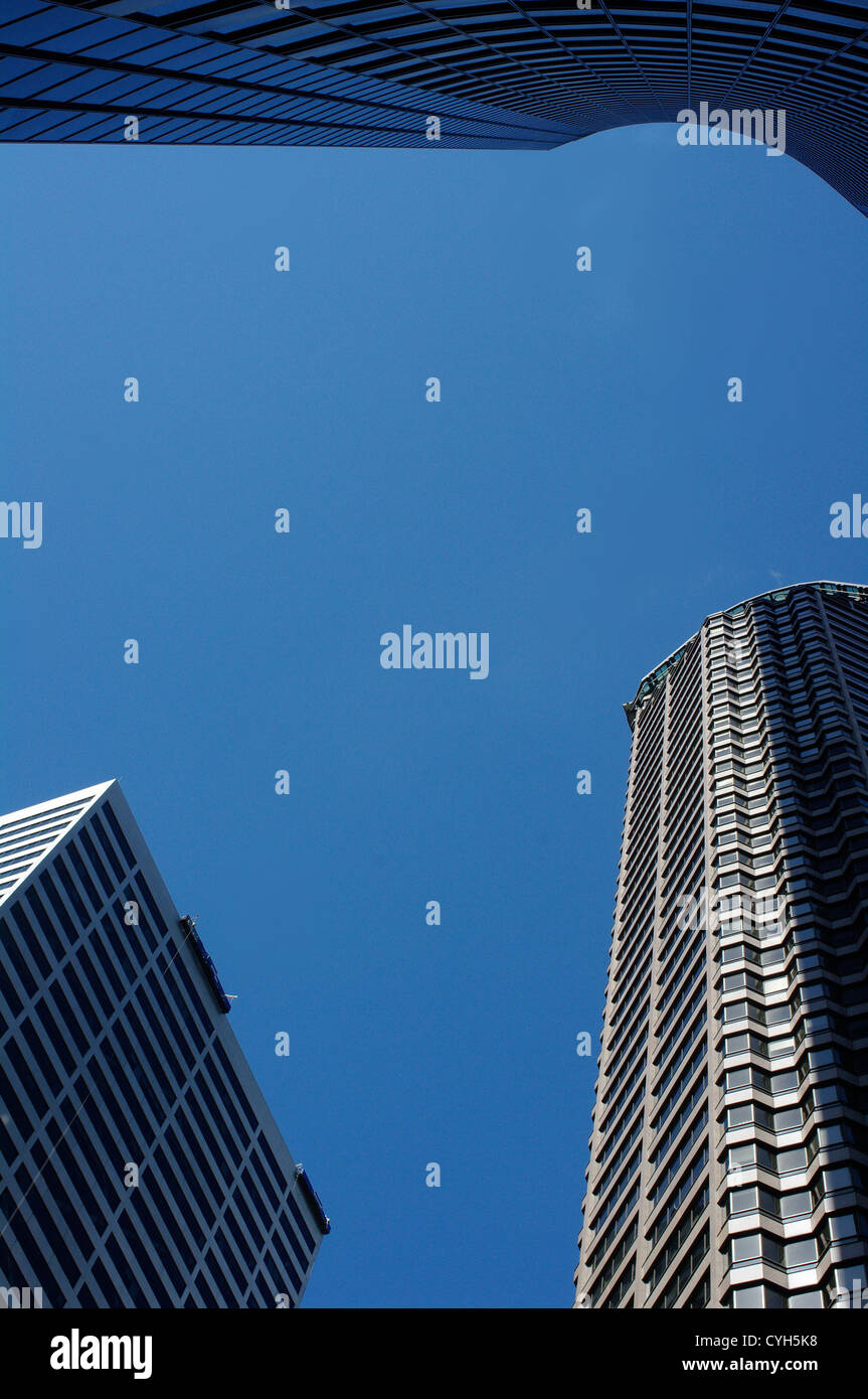 An abstract of three high rise buildings in downtown Seattle ...