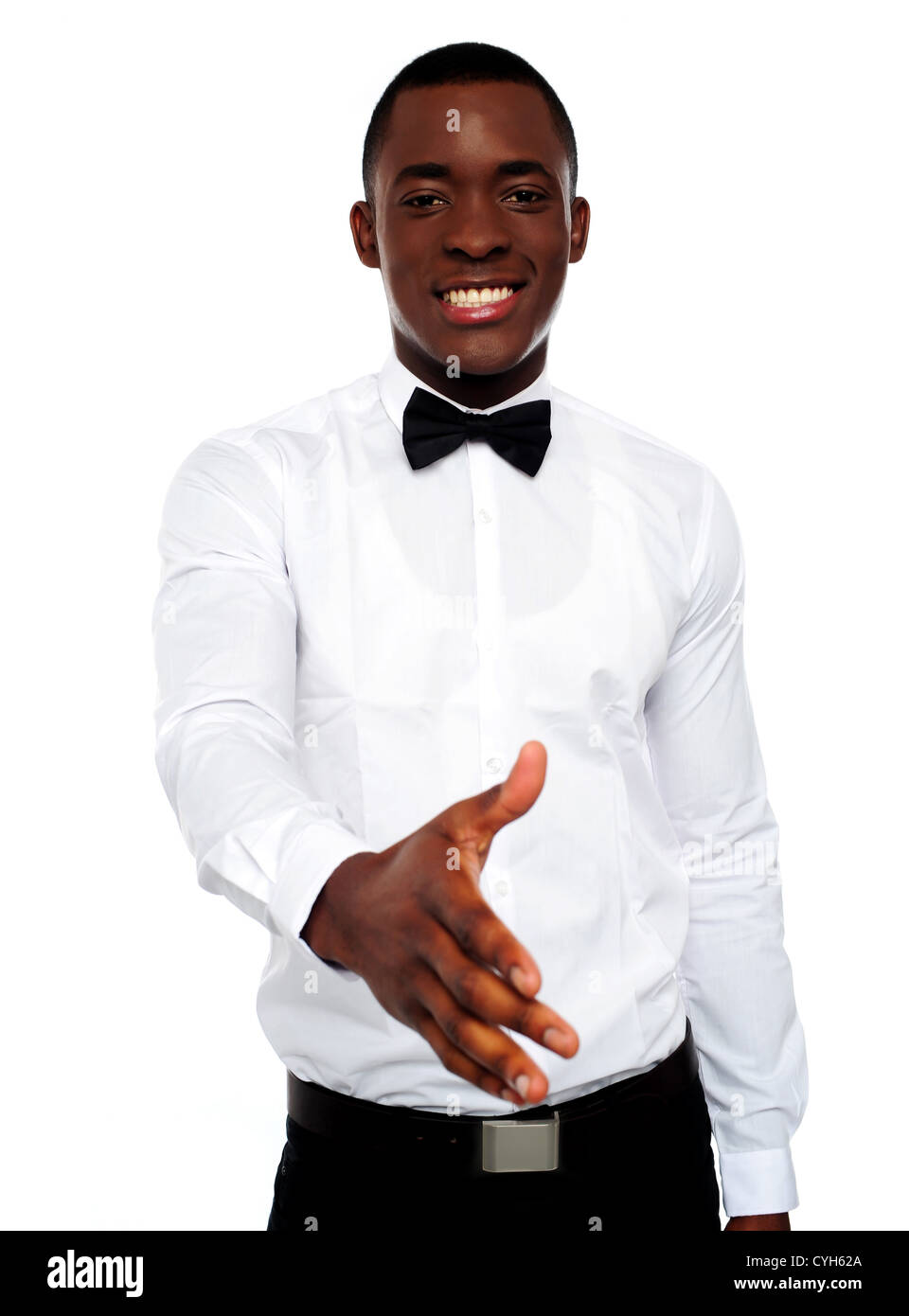 Attractive young man offering handshake to you Stock Photo - Alamy