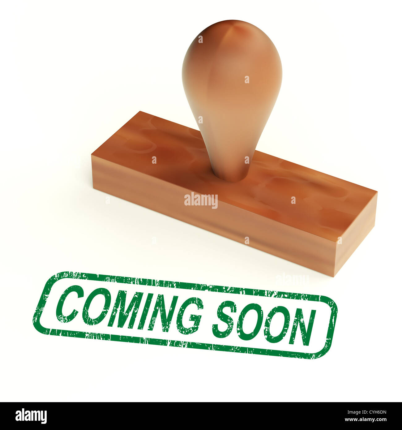 Coming Soon Rubber Stamp Shows New Product Announcement Stock Photo - Alamy
