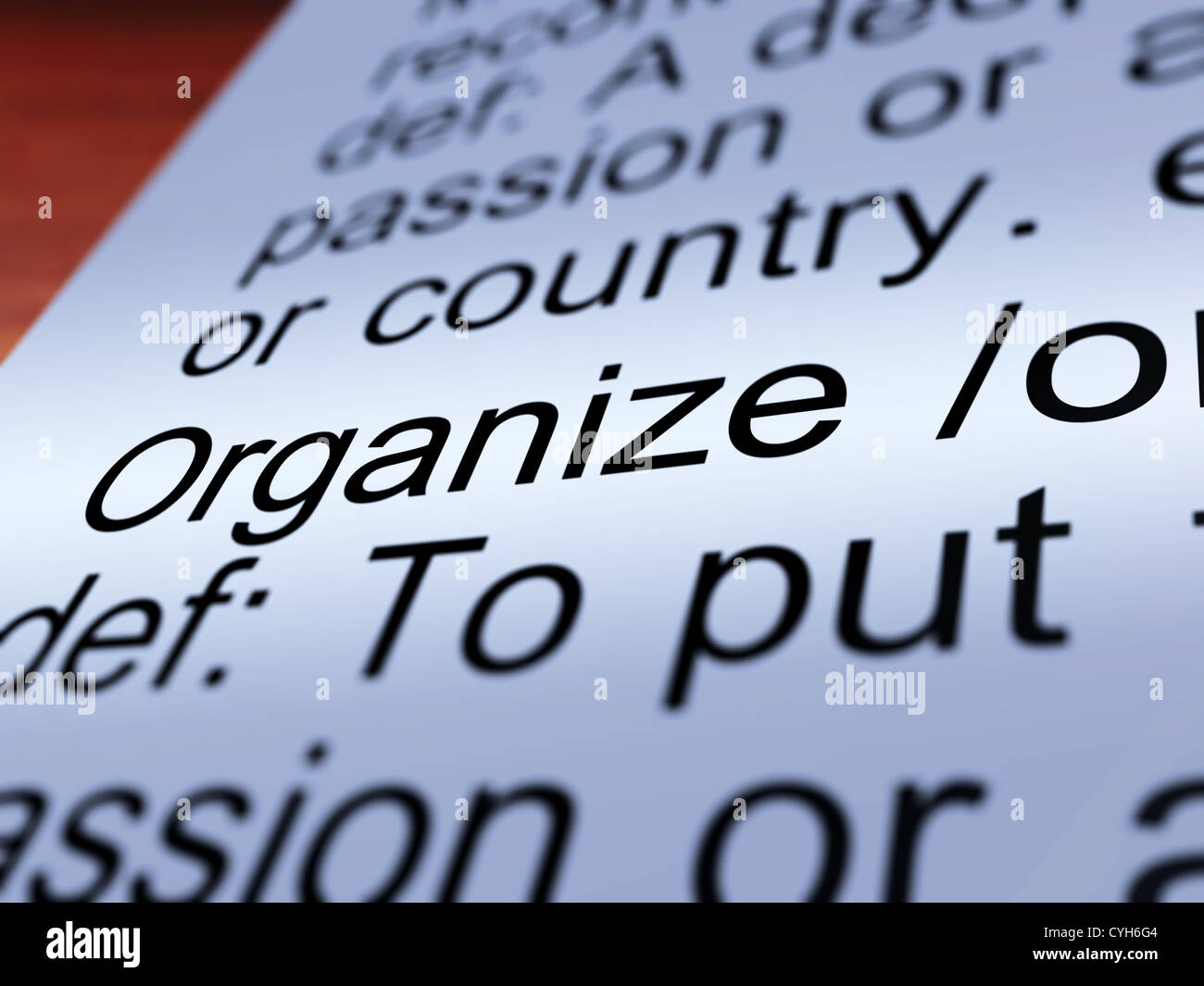 Organize Definition Closeup Shows Managing Or Arranging Into Structure ...