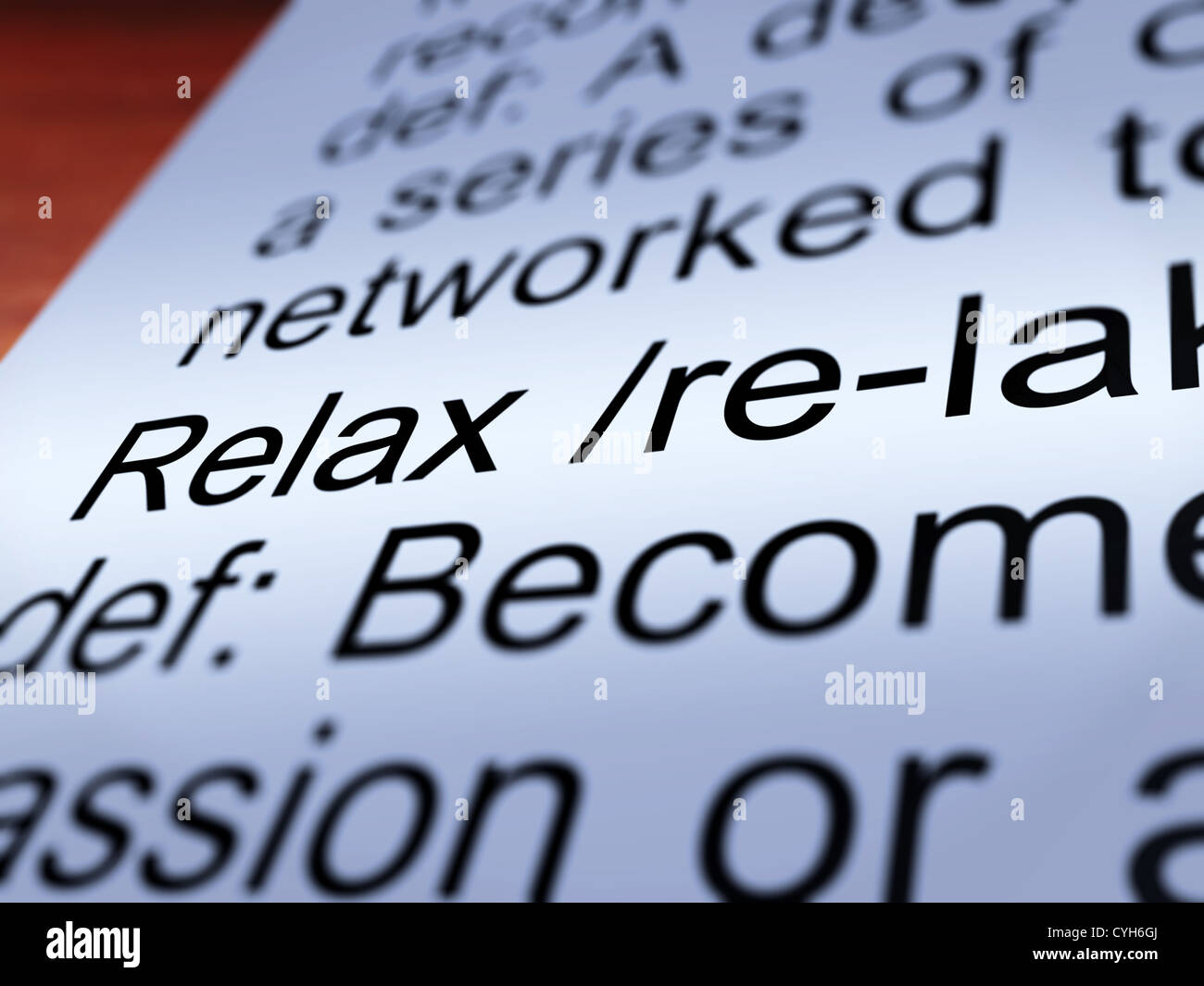 Relax Definition Closeup Shows Less Stress And Tense Stock Photo - Alamy