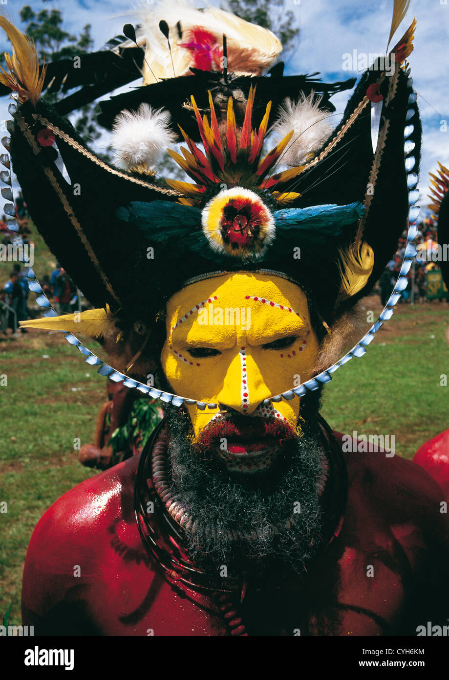 Huli Wigman From Tari During A Sing Sing Ceremony, Mount Hagen, Western ...