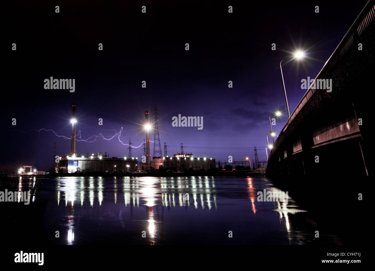 Lightning over a power station in Adelaide, Australia Stock Photo - Alamy