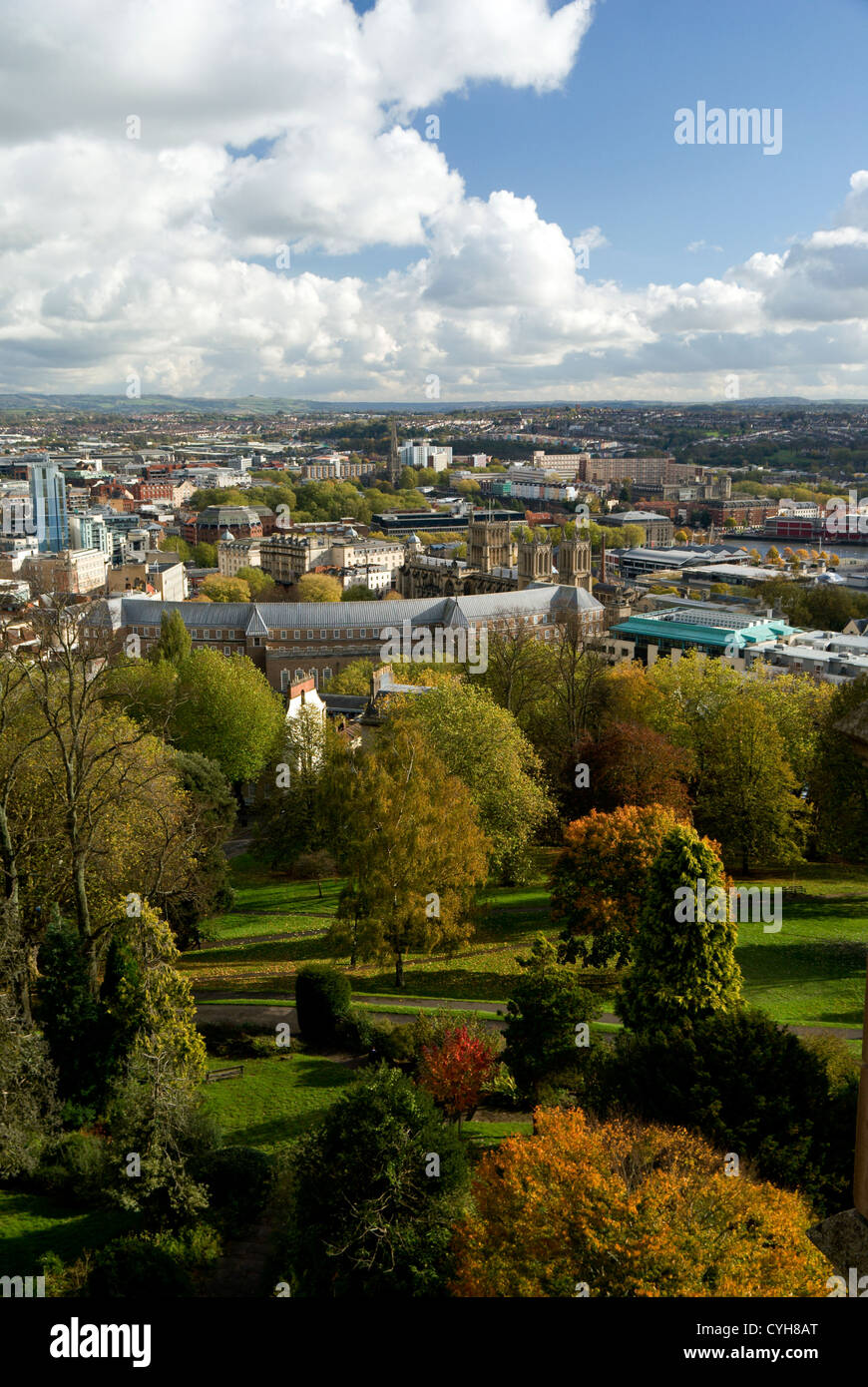 view looking out across bristol from the cabot tower brandon hill ...