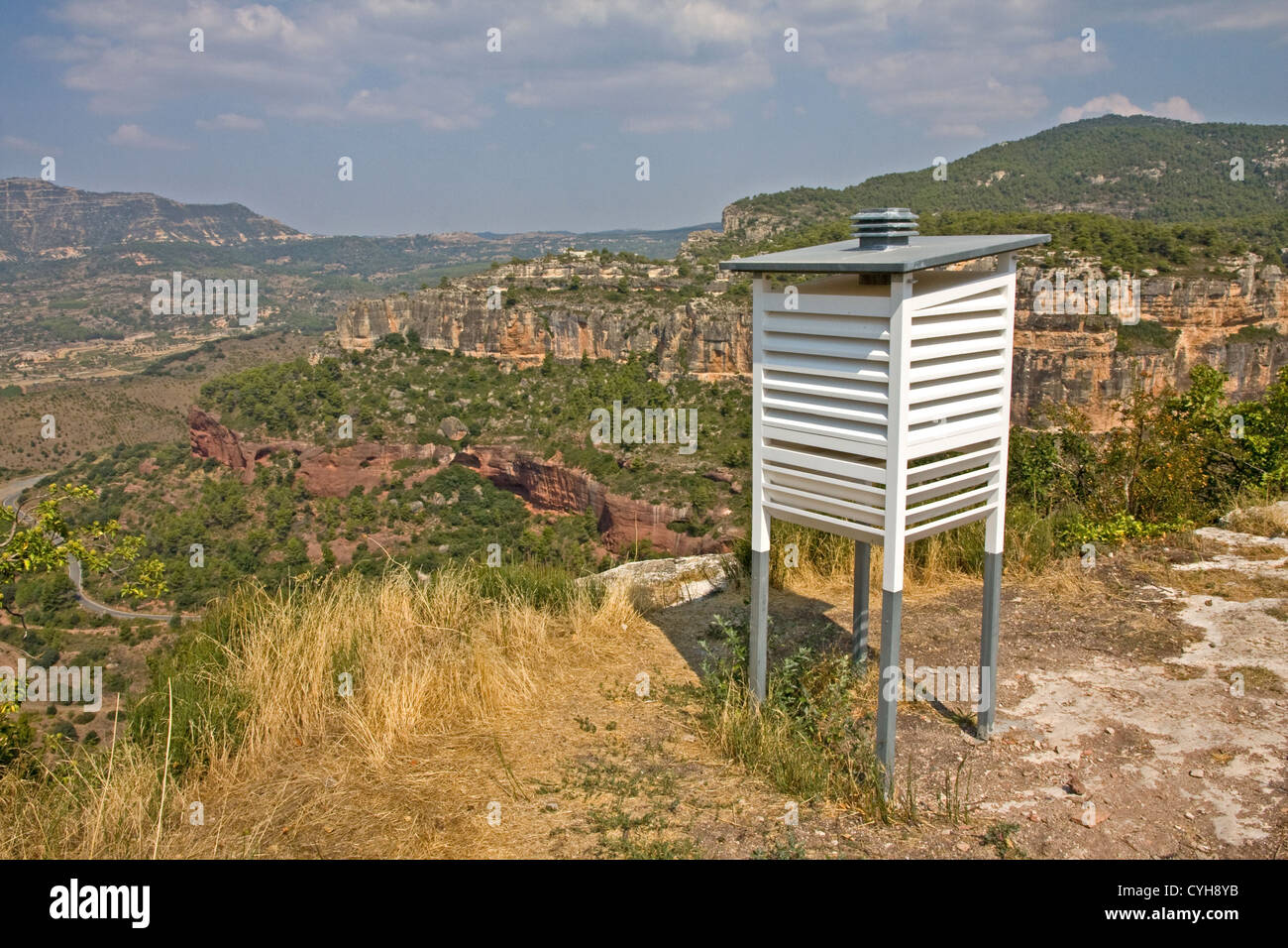 Weather Station, high in the hills, Siurana, Catalunya, Spain Stock ...