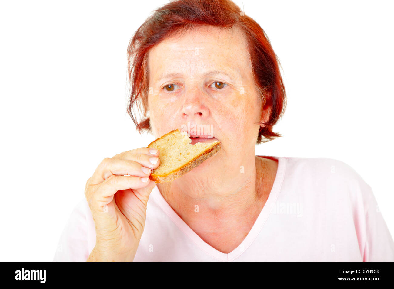 woman eating bread Stock Photo - Alamy
