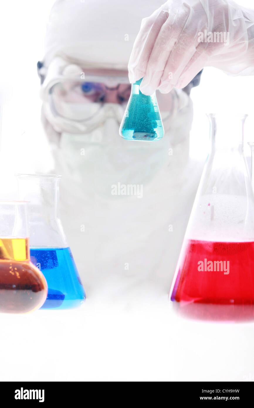 Labor scene with testtubes and beaker shallow depth of field focus is ...