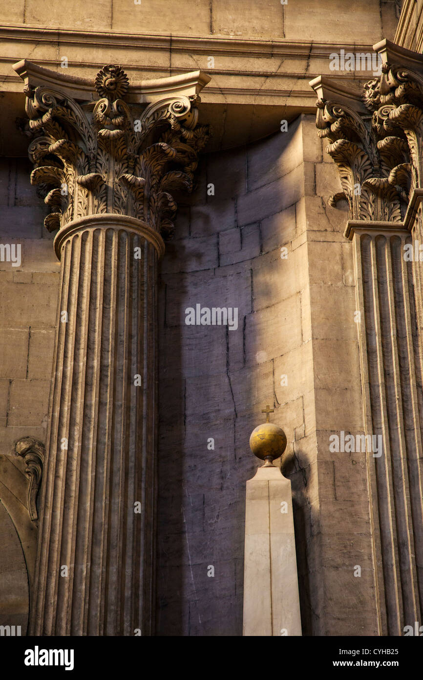 Gnomon line and obelisk marking the exact time of Easter, Saint Sulpice ...