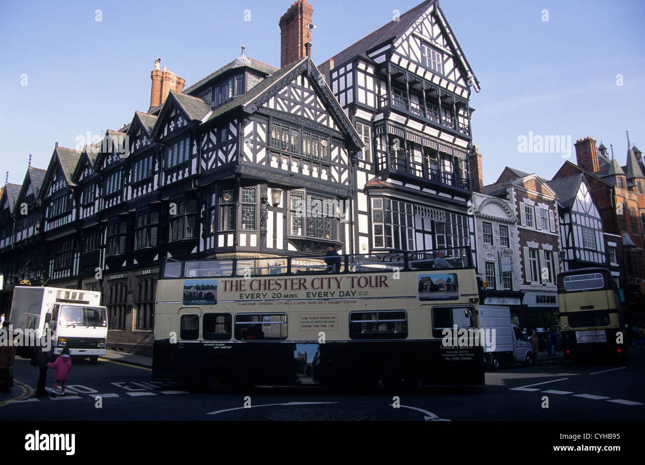 Sightseeing Bus/Tour buildings, Chester, Cheshire, UK Stock Photo - Alamy