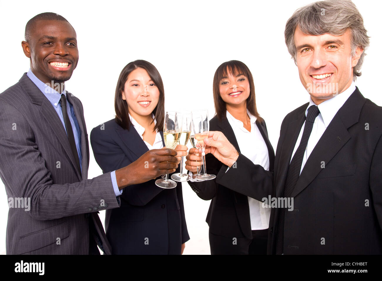 multi-ethnic team toasting Stock Photo - Alamy