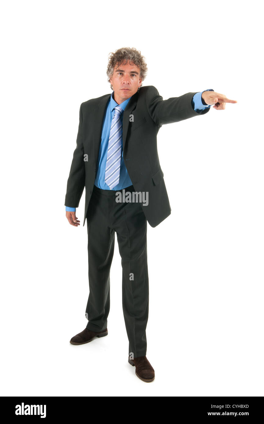 Angry businessman is pointing out isolated over white background Stock ...