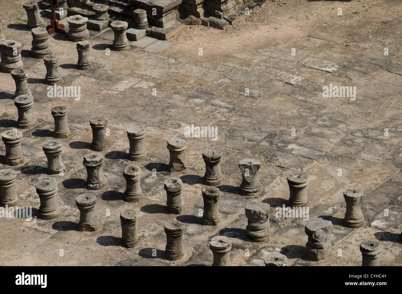 Old pillar bases in Angkor wat Stock Photo - Alamy