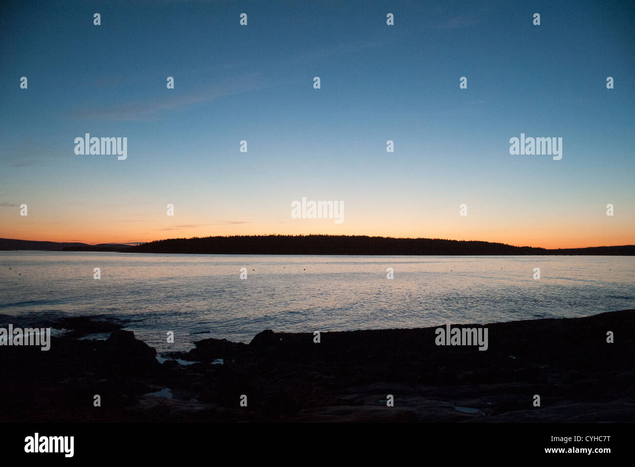 Sunset on Schoodic Peninsula in Acadia National Park, Maine Stock Photo ...