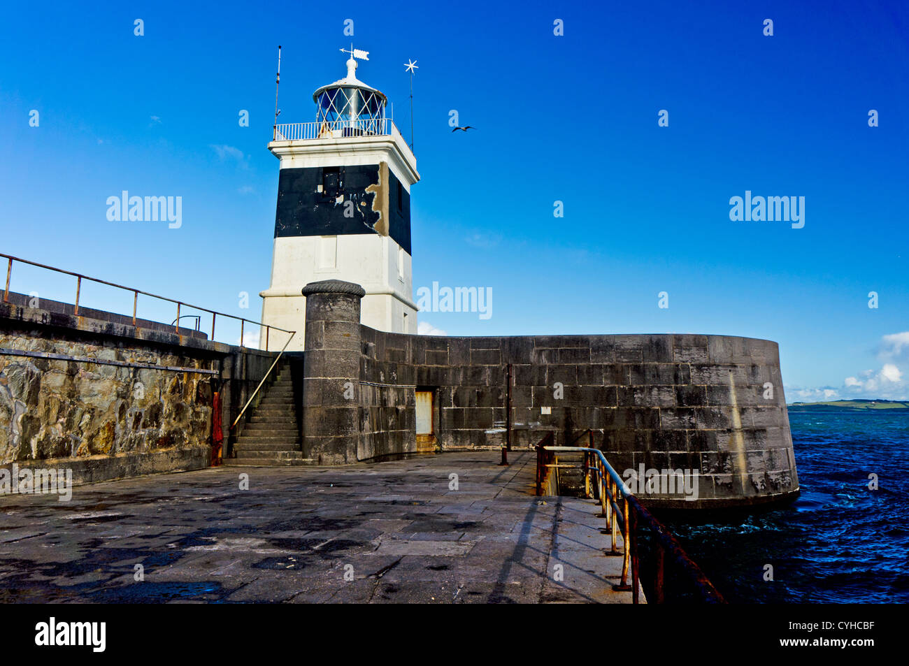 Holyhead breakwater & lighthouse Holyhead Anglesey North Wales Uk Stock ...