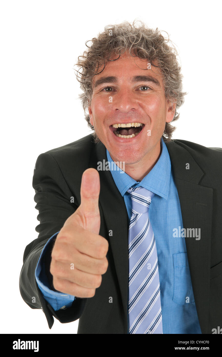 Manager is having thumbs up isolated over white background Stock Photo ...