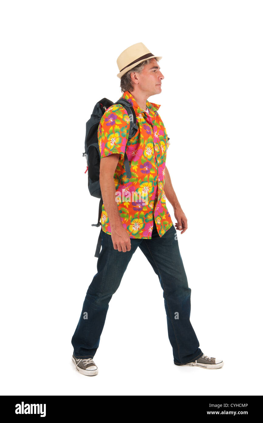 Typical tourist with backpack Stock Photo - Alamy