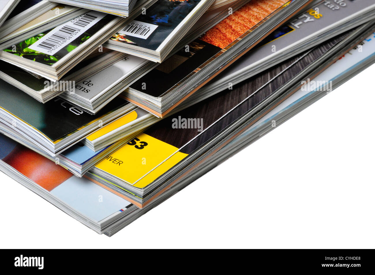 Isolated pile of magazines Stock Photo - Alamy