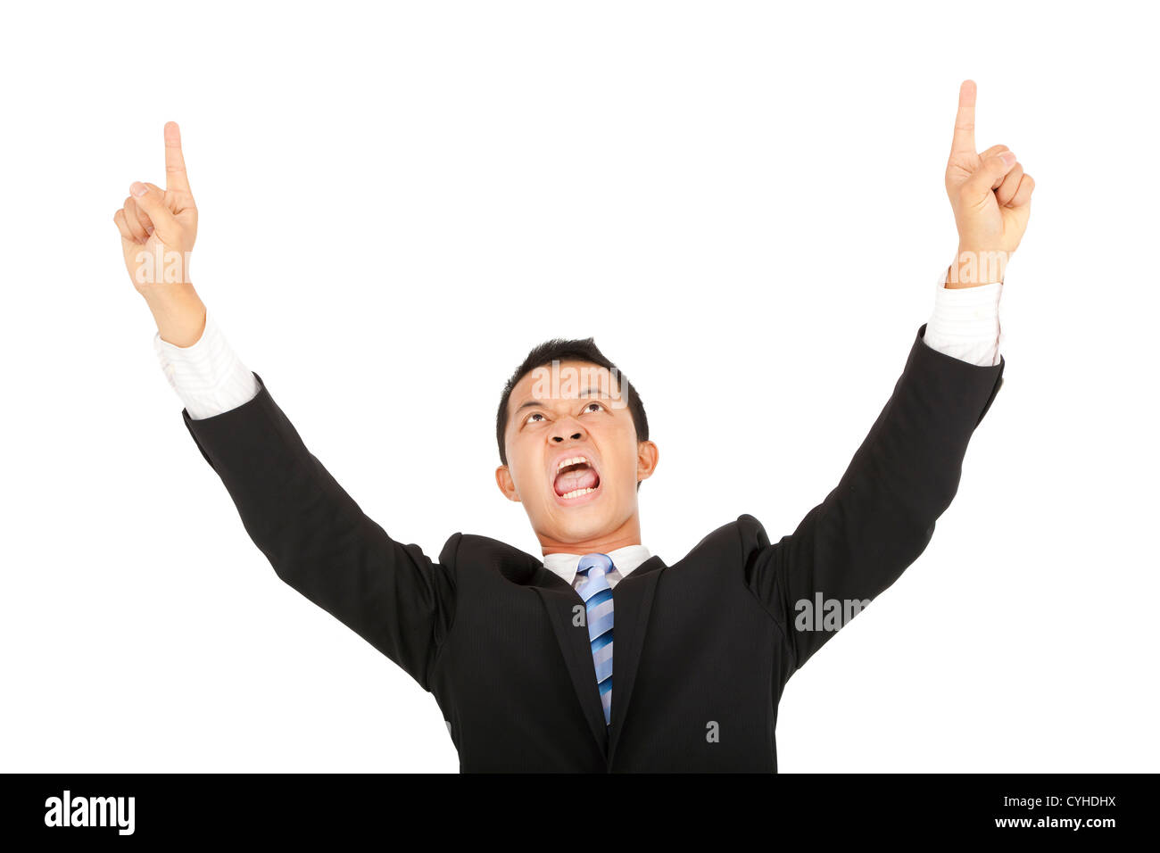 businessman shouting and pointing Stock Photo - Alamy