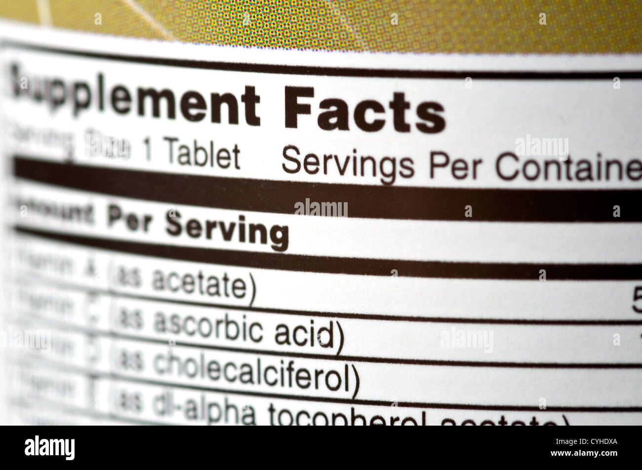 Closeup of a bottle of vitamins Stock Photo - Alamy