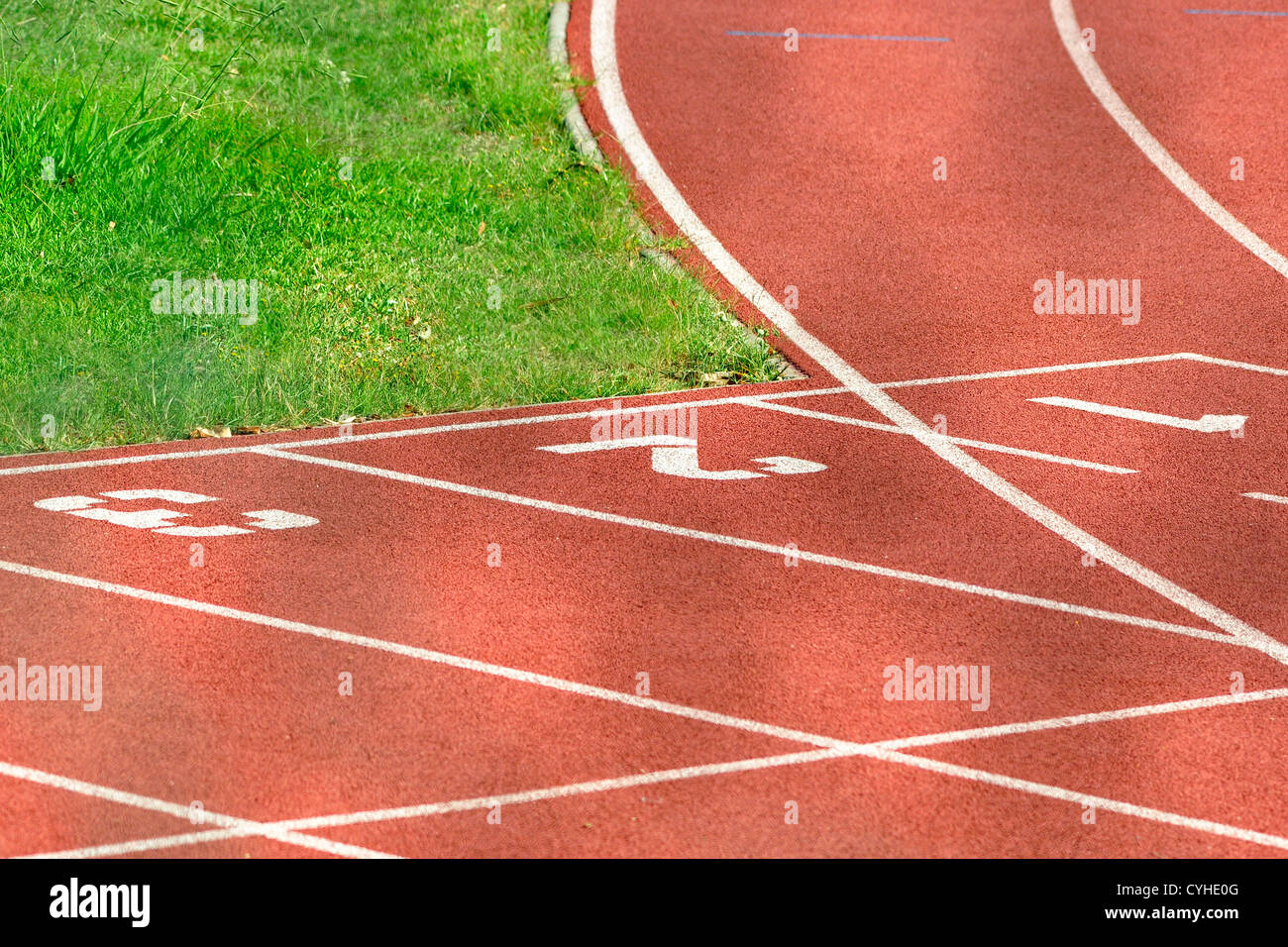 Detail of an athletics running track Stock Photo - Alamy