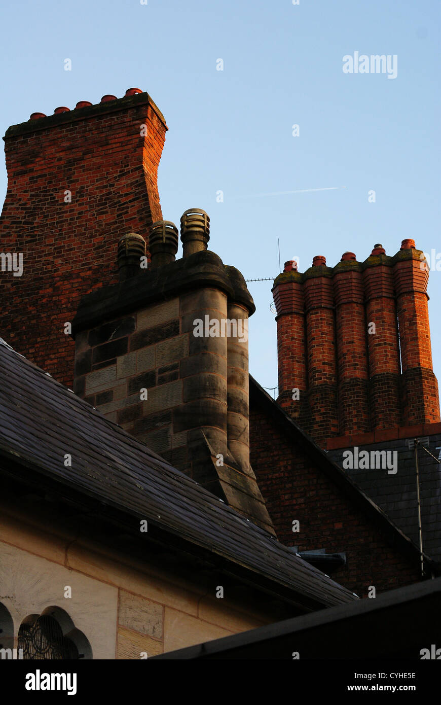 Victorian style chimney stacks in the United Kingdom Stock Photo - Alamy