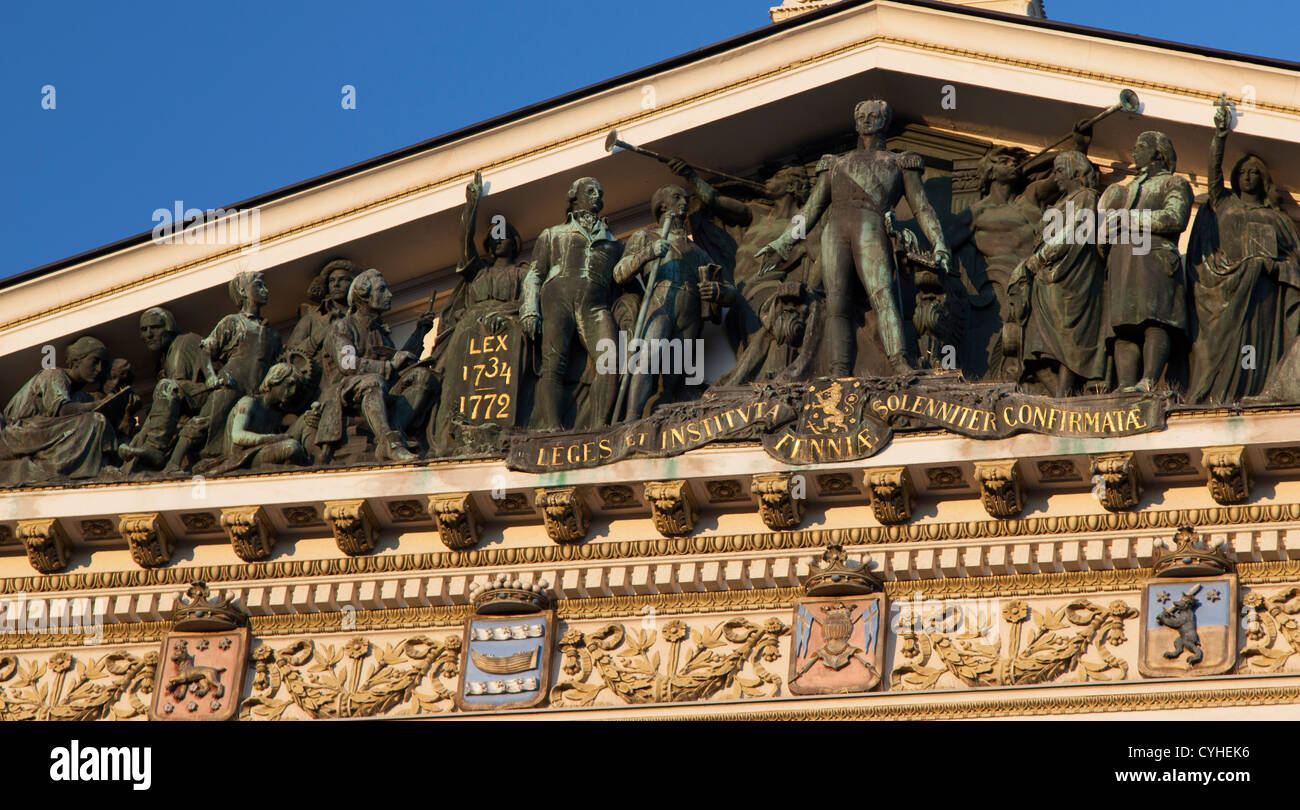 Detailed statues adorn the House of the Estates, a historic building ...