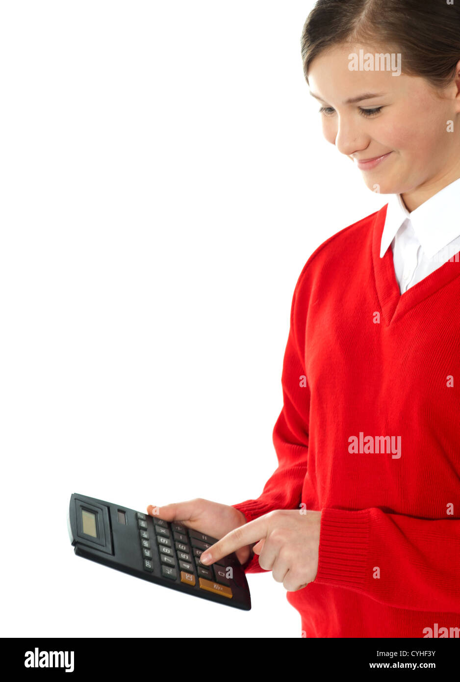 Hand using calculator class hi-res stock photography and images - Alamy