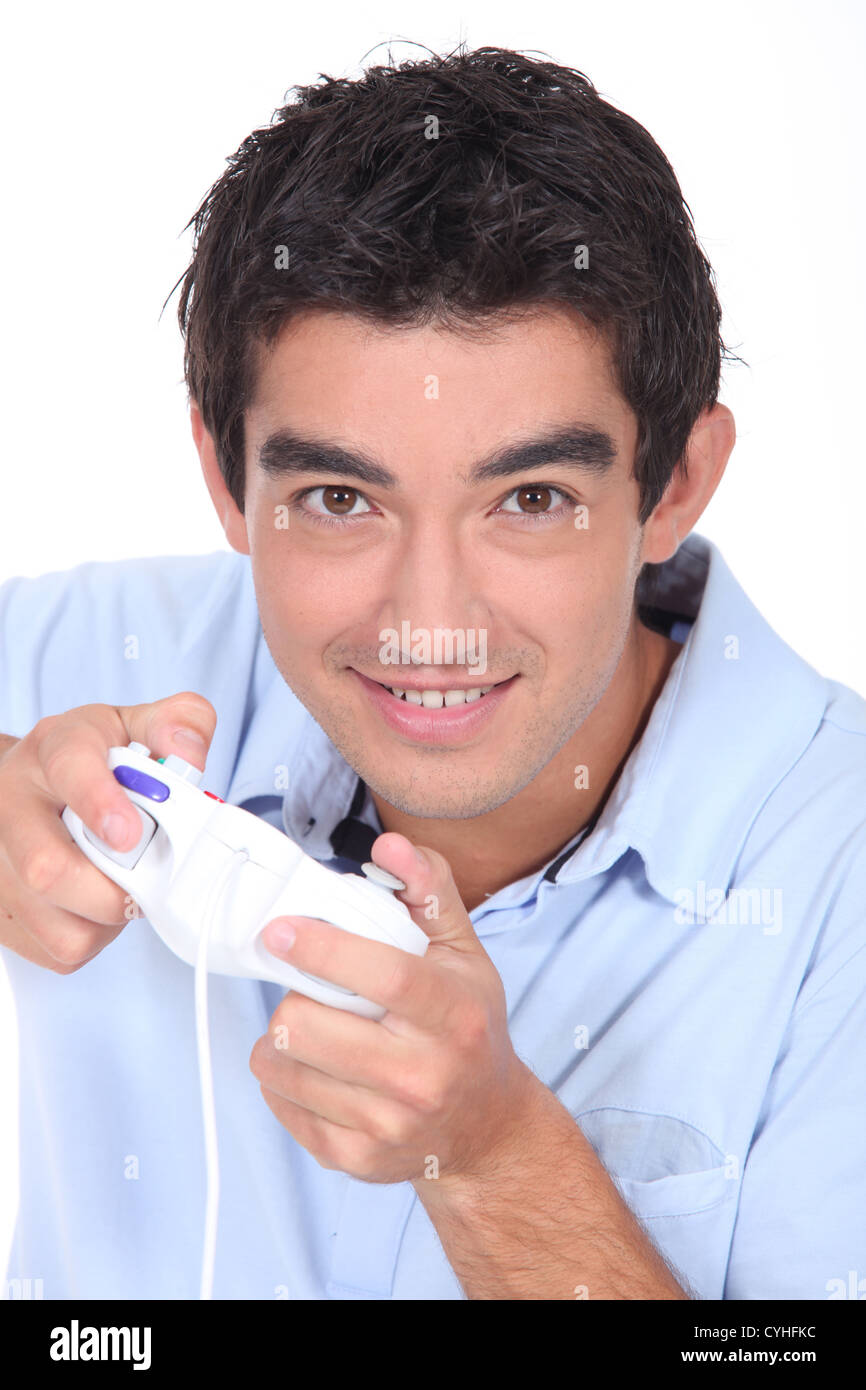 Teenager playing computer games Stock Photo - Alamy