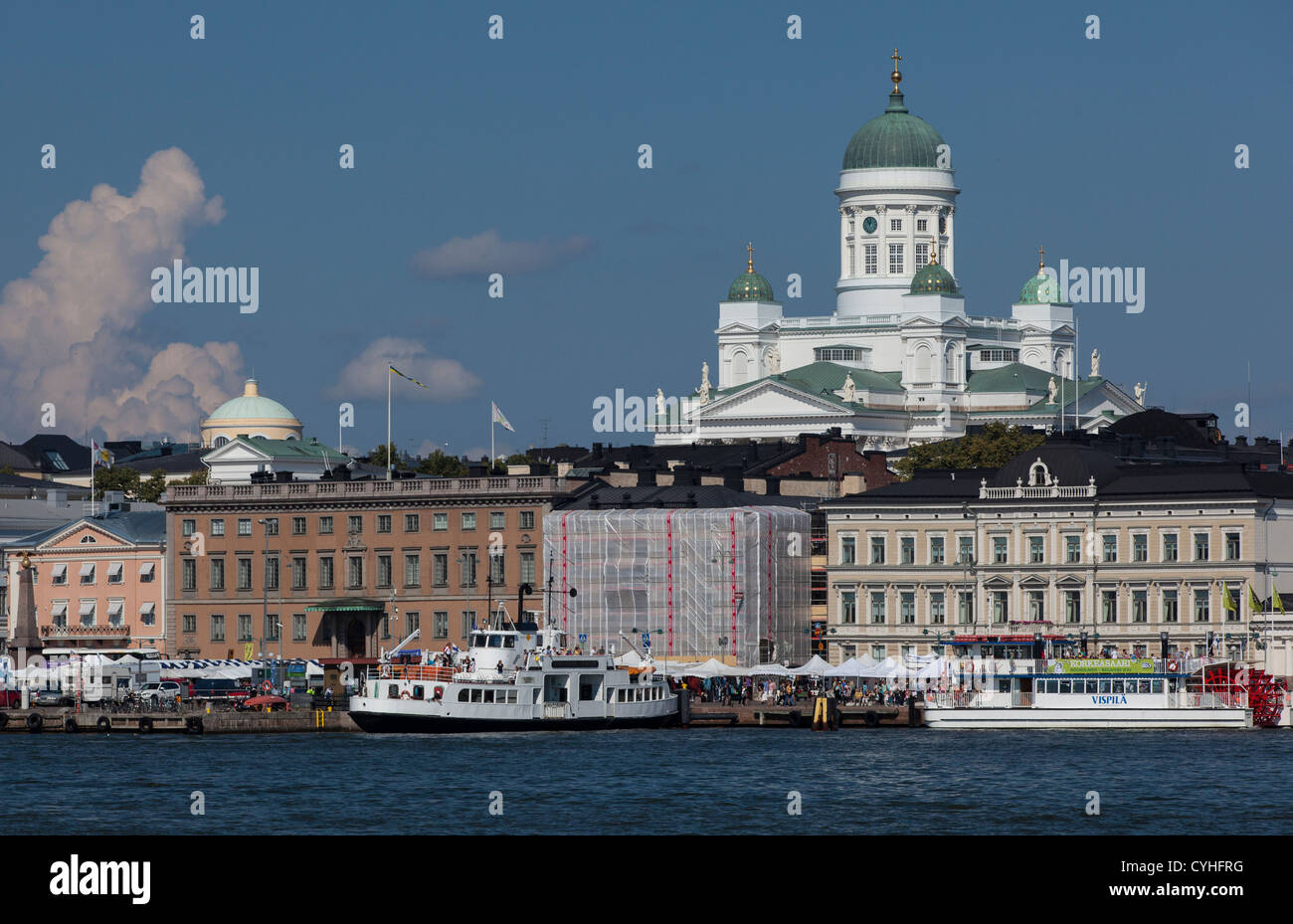 Helsinki, Finland skyline with the Helsinki Cathedral in the background ...