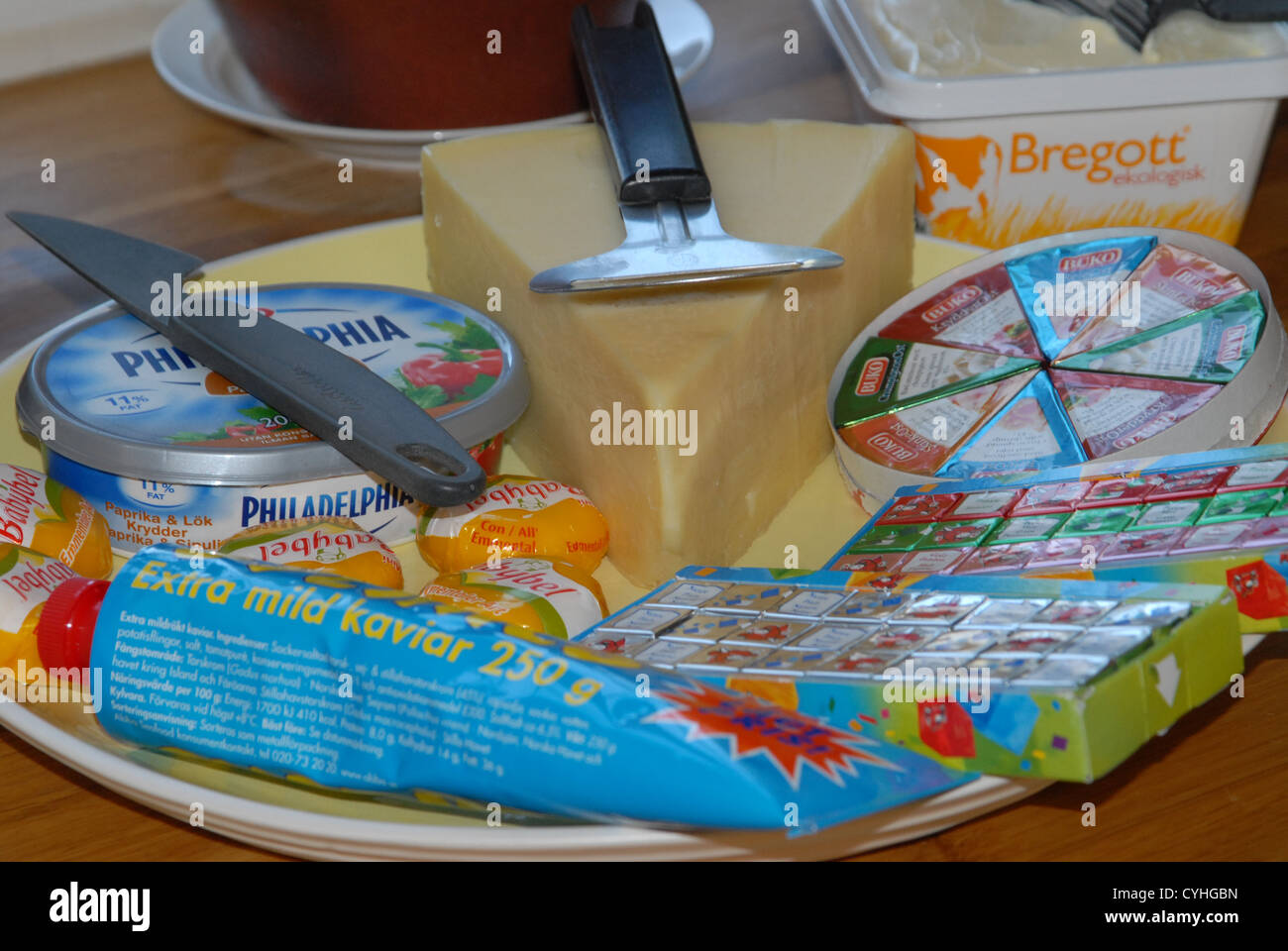Cheese platter with caviar Stock Photo - Alamy