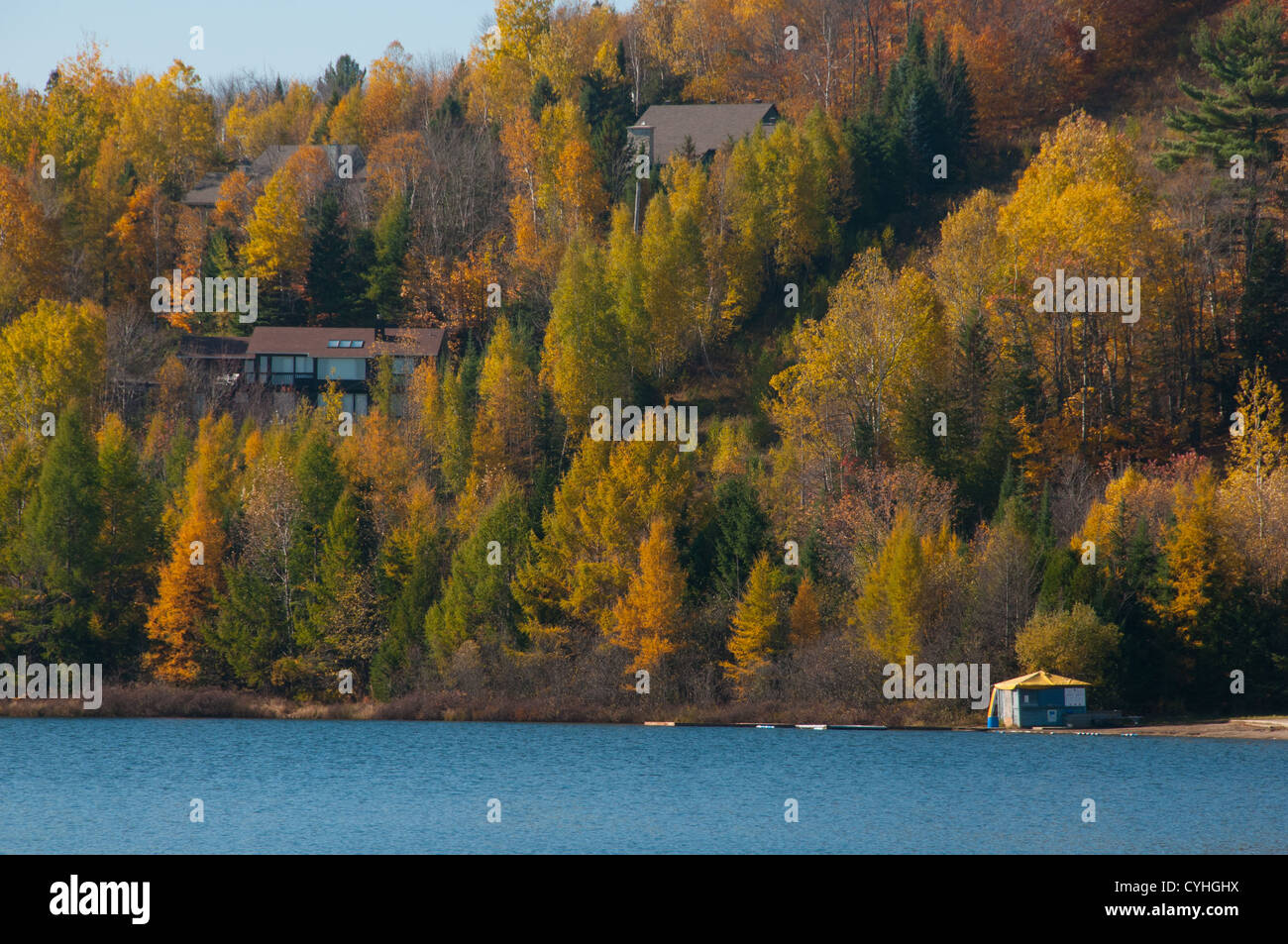 Saint Adèle Lake "Lac rond" autumn Laurentians Quebec Canada Stock ...