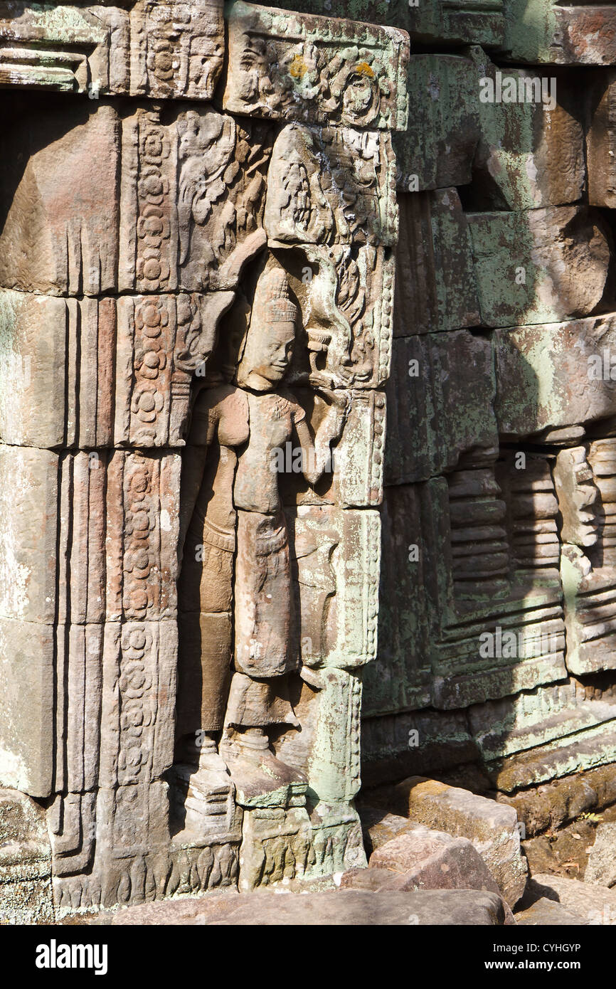 Mural Reliefs of the Temple Ta Prohm in the Angkor Temple Park ...