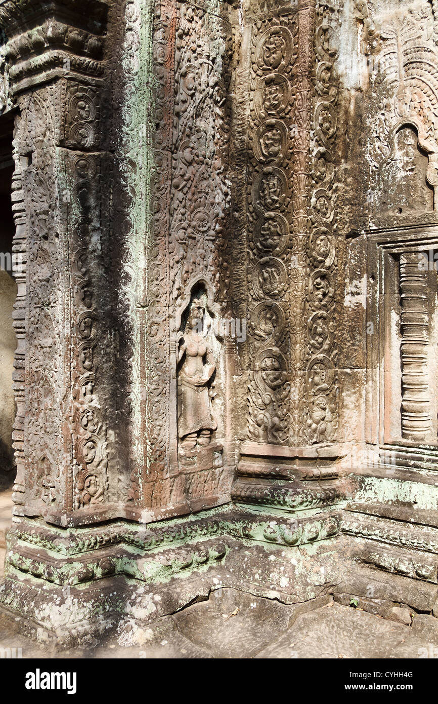 Mural Reliefs of the Temple Ta Prohm in the Angkor Temple Park ...