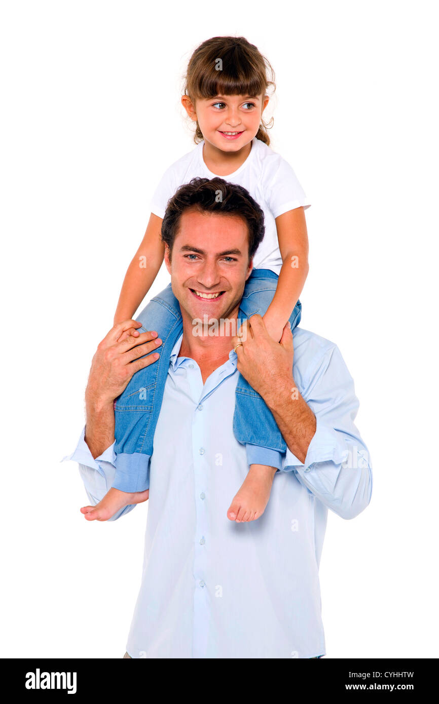father with daughter on shoulders Stock Photo - Alamy