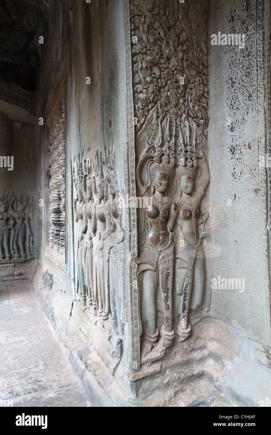 Mural reliefs in the Temple of Angkor Wat, Cambodia Stock Photo - Alamy