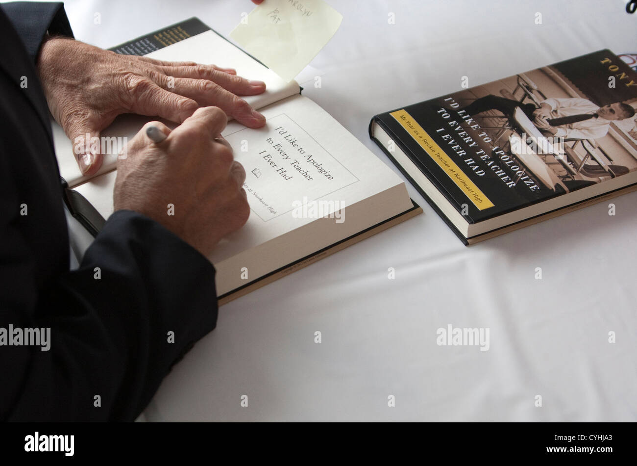 Actor and author Tony Danza signs a copy of his book I'd Like to ...