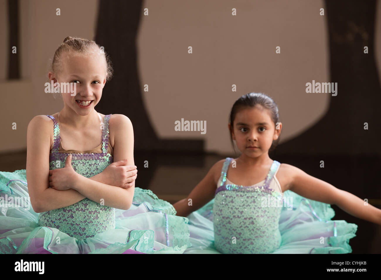 Cute smiling girls in pretty blue ballet dresses Stock Photo - Alamy