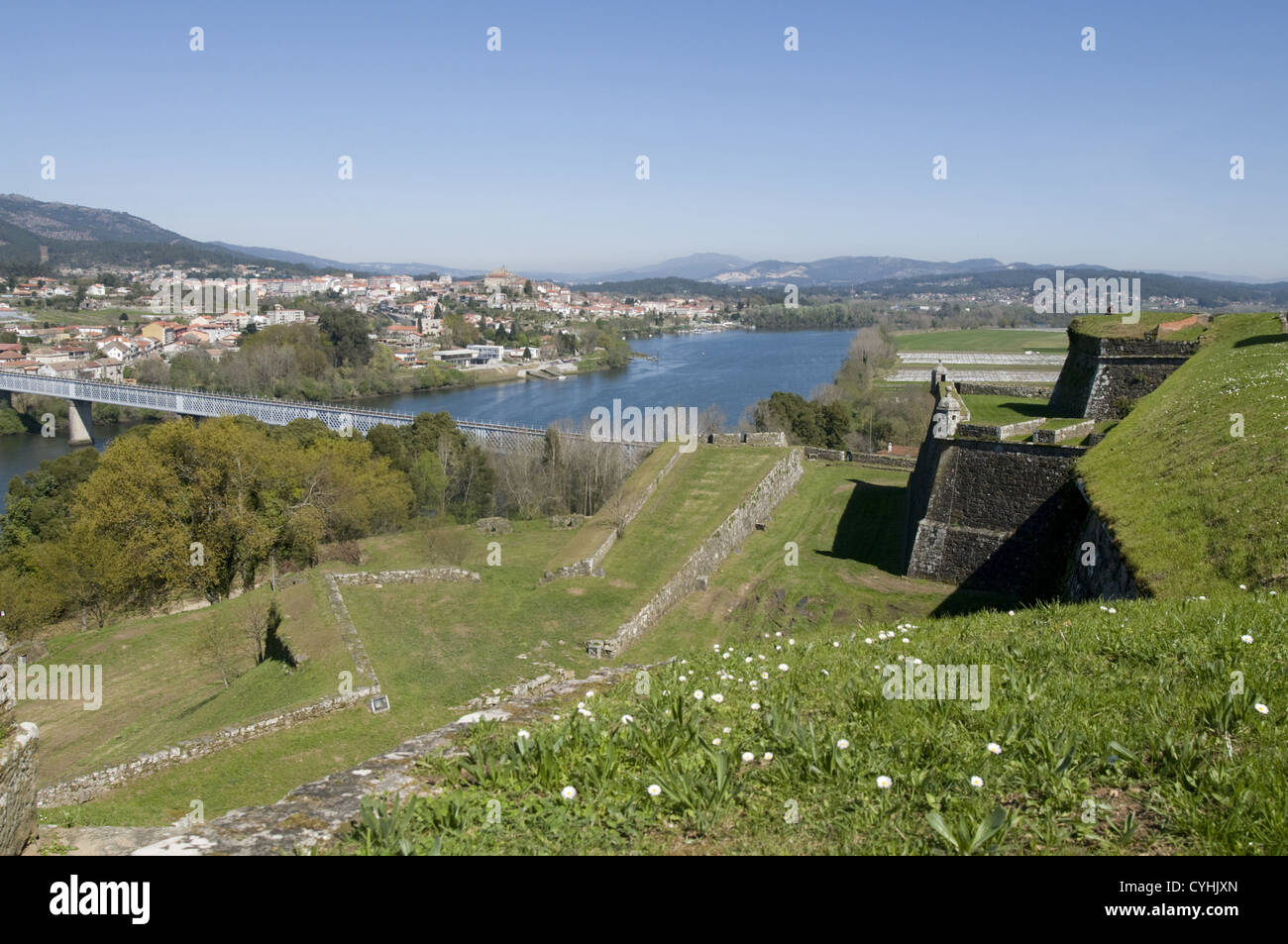 Valenca do Minho fortification in the north of Portugal. The River ...