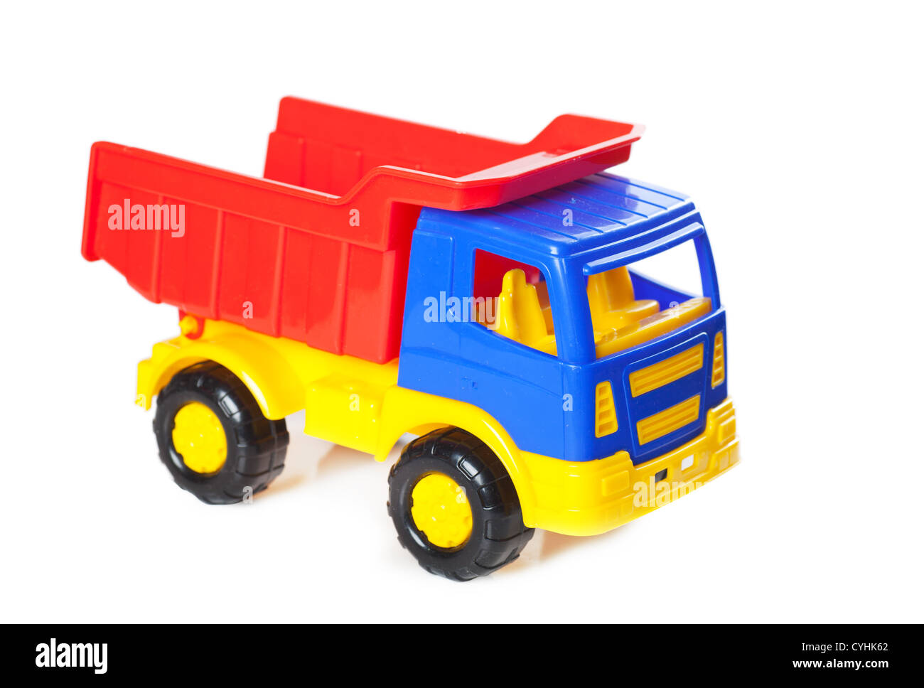 Colorful toy truck isolated over white background Stock Photo - Alamy
