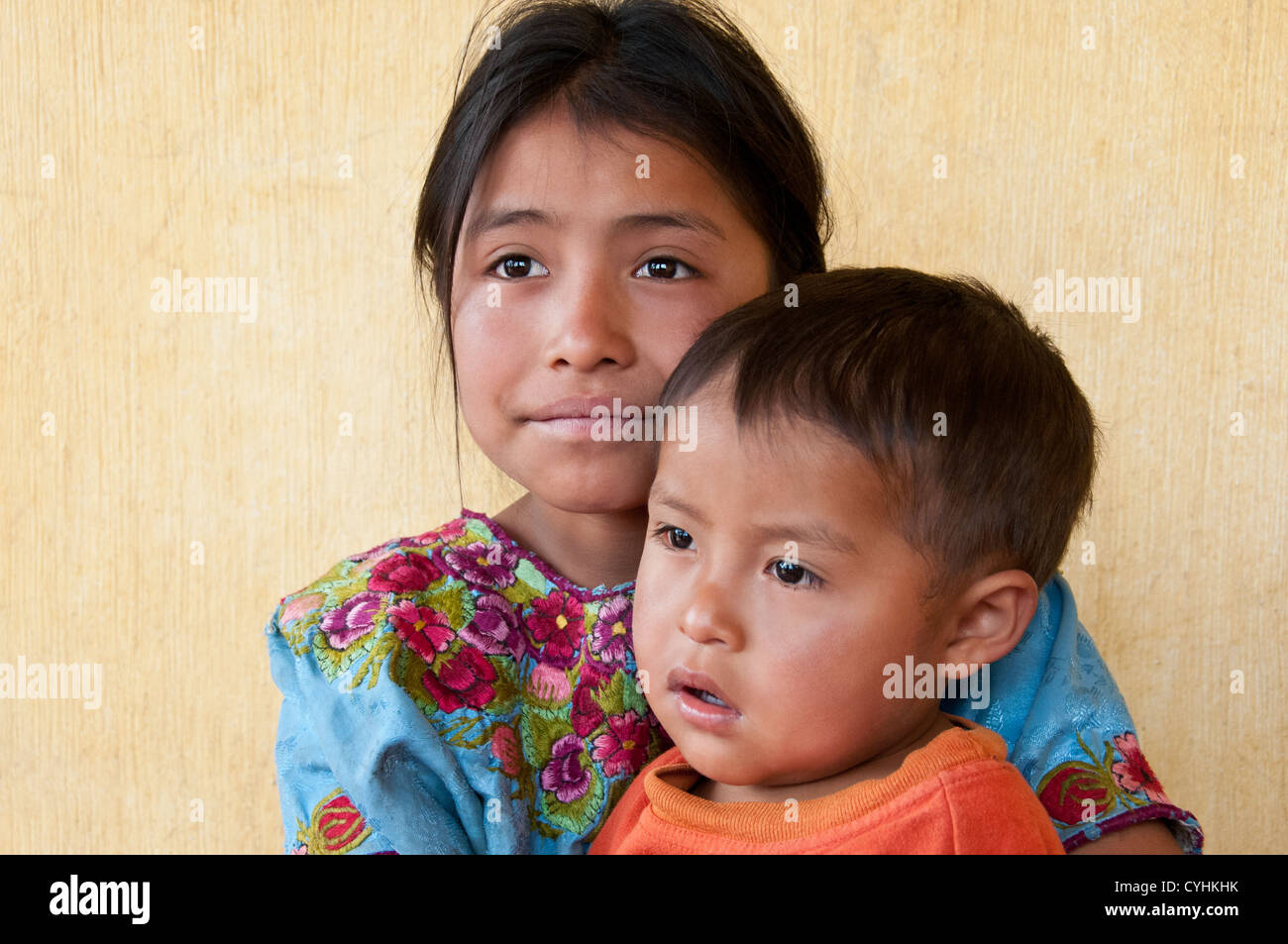 Mayan Guatemalan Children , sister and her baby brother Solola ...
