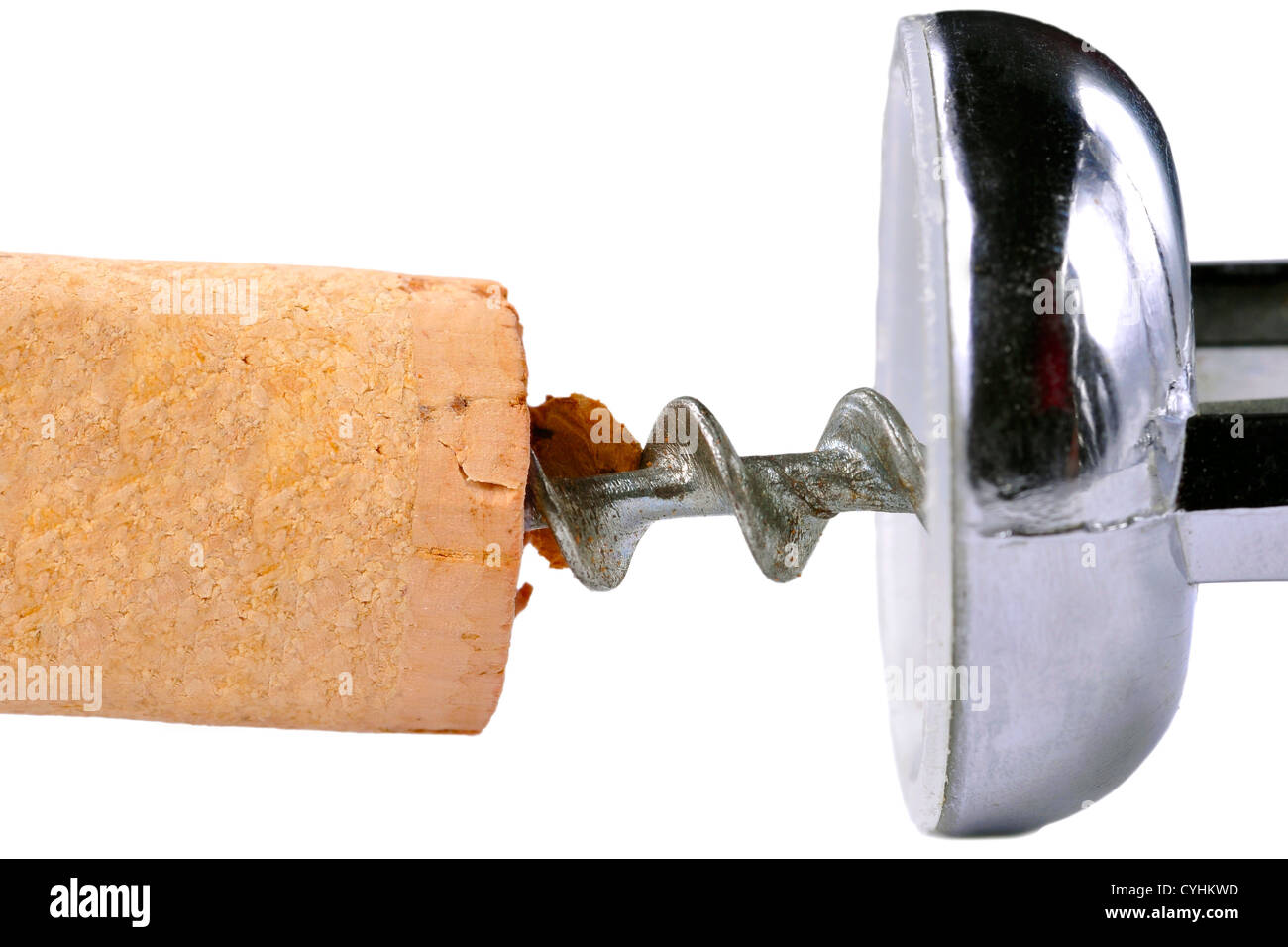 Closeup of a cork and a corkscrew, isolated Stock Photo - Alamy