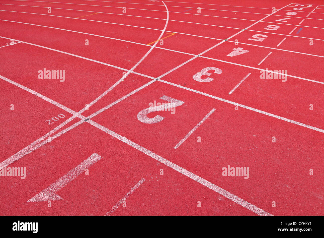 lanes of running track Stock Photo - Alamy