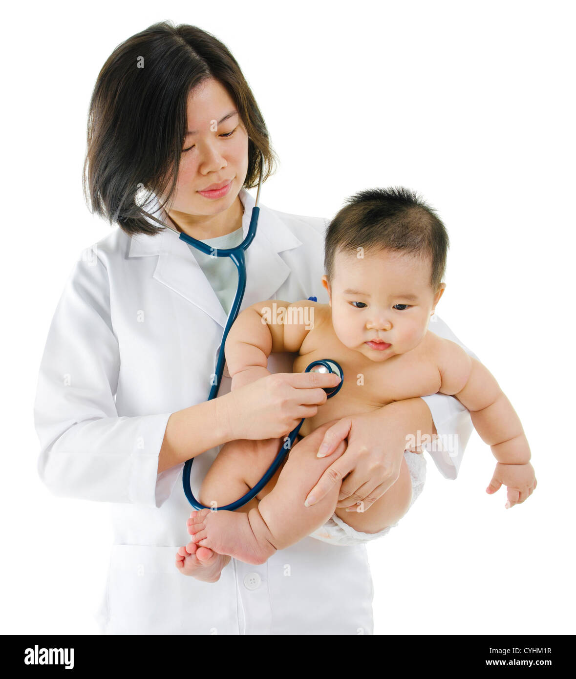 Children's doctor exams infant with stethoscope Stock Photo - Alamy
