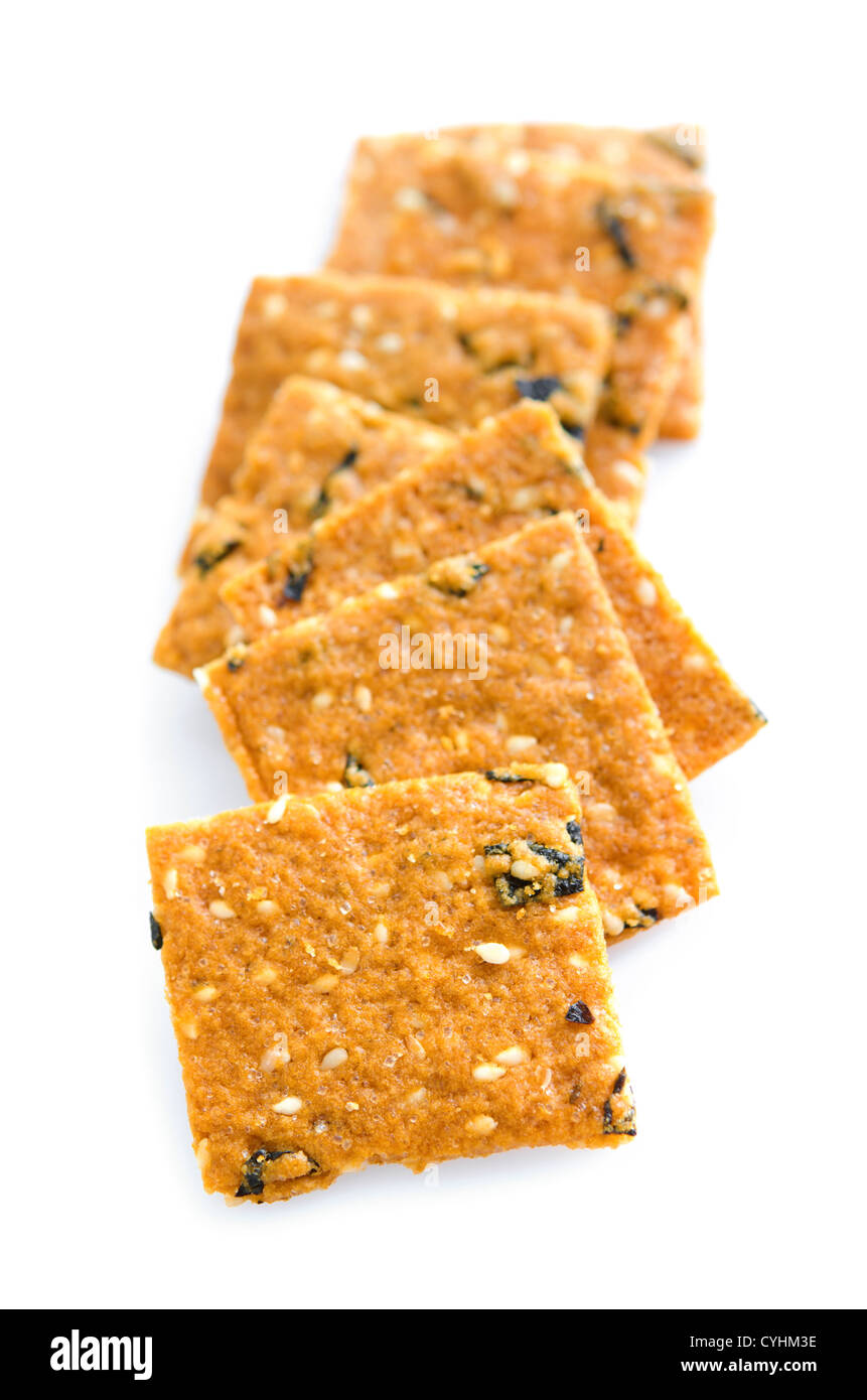 Seaweed Sesame Crisp on white background Stock Photo - Alamy