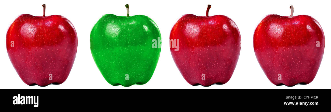 Isolated frontal shot of a group of fresh apples with stems and drops ...